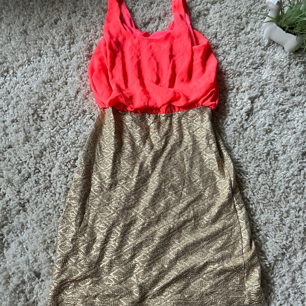 Y2k Vintage 2000s Body Con, Unique Gold And Coral Min… - Gem